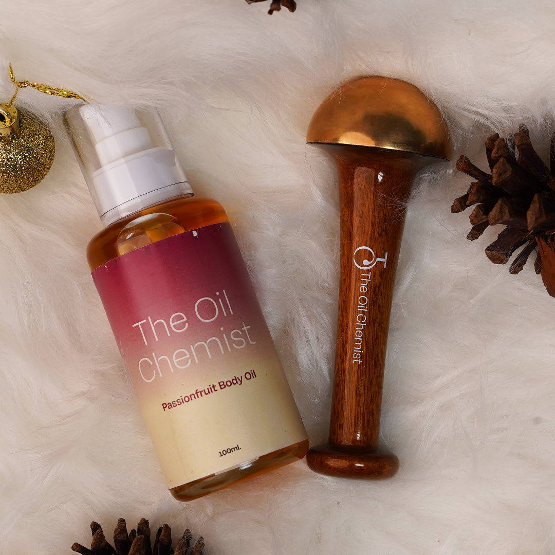 Fruity Fresh Body Massage Combo | Passionfruit Body Oil & Kansa Wand f ...